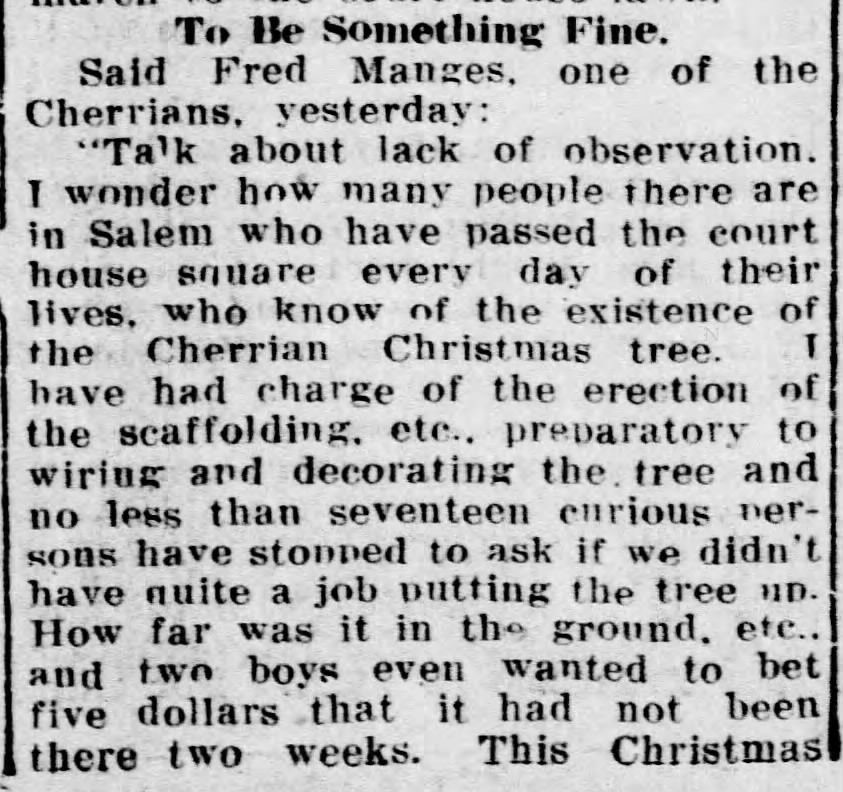 COLUMN: Salem's first Christmas tree - Salem Reporter