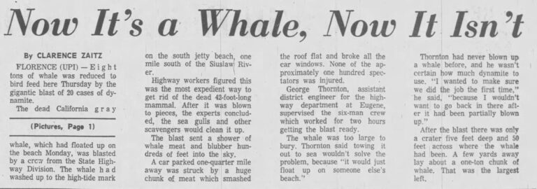 How Salem newspapers covered Oregon's "exploding whale" catastrophe ...