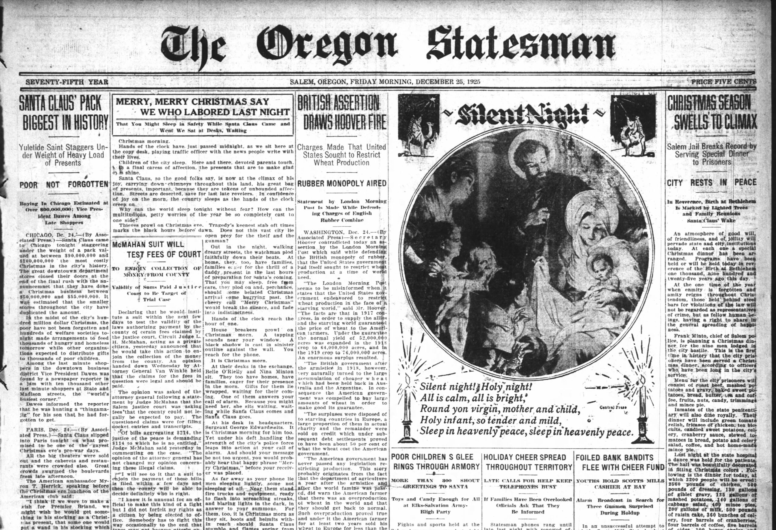 100 years ago, Christmas dinner in Salem meant 2,500 pounds of chicken ...